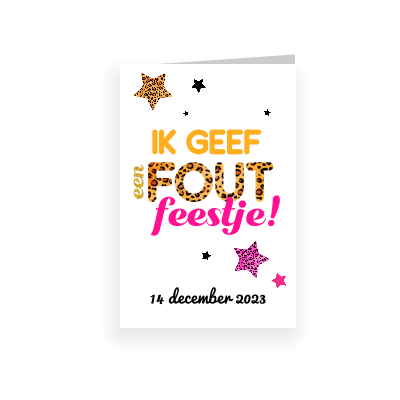 Uitnodiging fout feest met panterprint